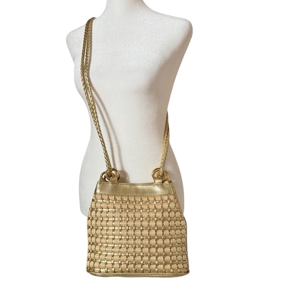 Tianni | Bags | Vintage Tianni Gold Woven Bucket Crossbody Bag | Poshmark